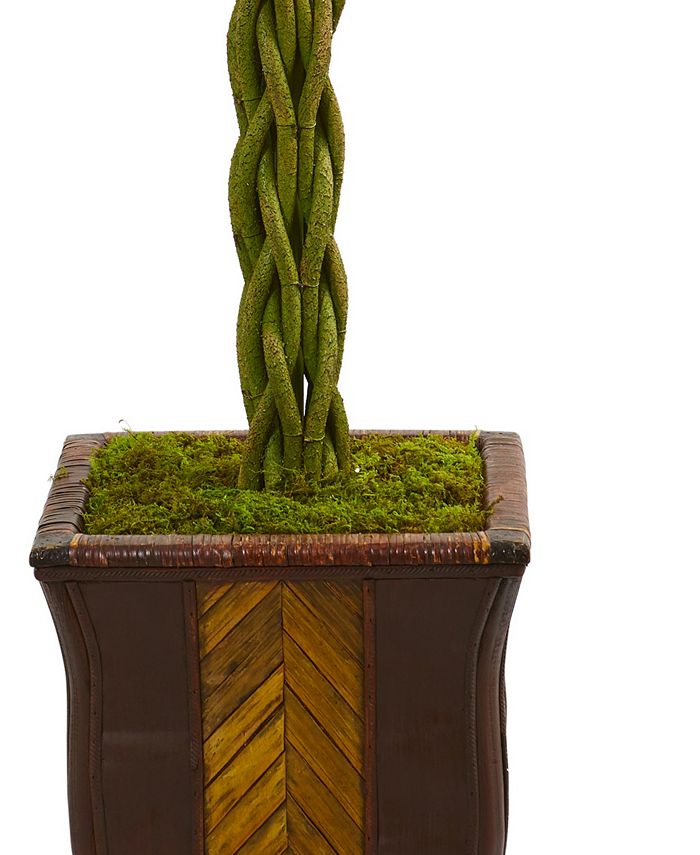 Nearly Natural 6' Braided Ficus Artificial Tree in Decorative Planter ...