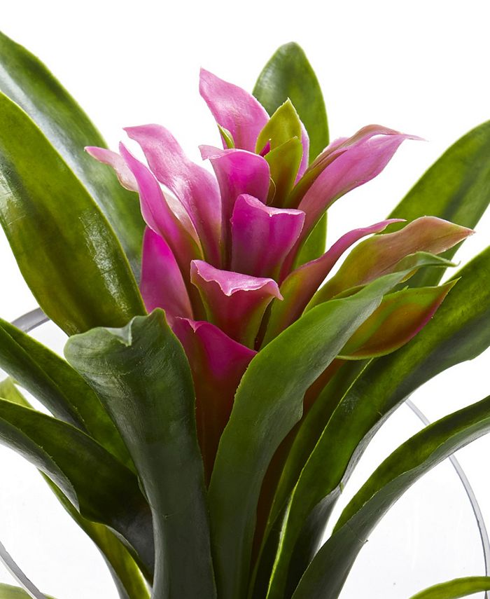 Nearly Natural 8" Tropical Bromeliad in Angled Vase Artificial ...