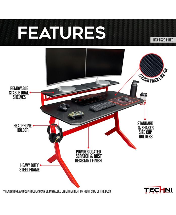 Simplie Fun Red Stryker Gaming Desk, Red - Macy's