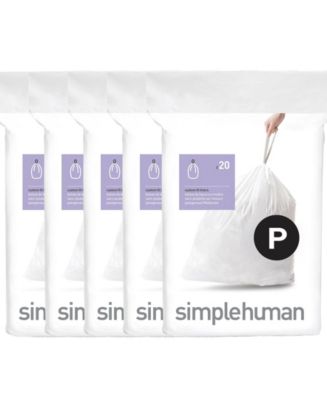 simplehuman Code P 100pk Custom Fit Liners with 5 Quick Dispense Packs ...