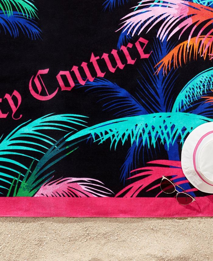 Juicy Couture Neon Palm Cotton Beach Towel, 36" x 68" - Macy's