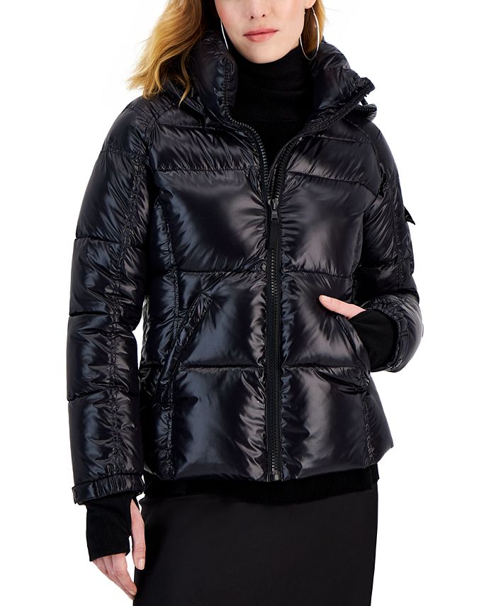 S13 Women's Kylie Hooded Thumbhole-Cuff Puffer Coat - Macy's