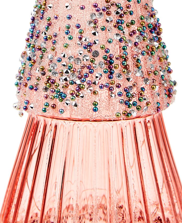 Holiday Lane Shimmer and Light Small Glass Pink LED Light Tree, Created ...