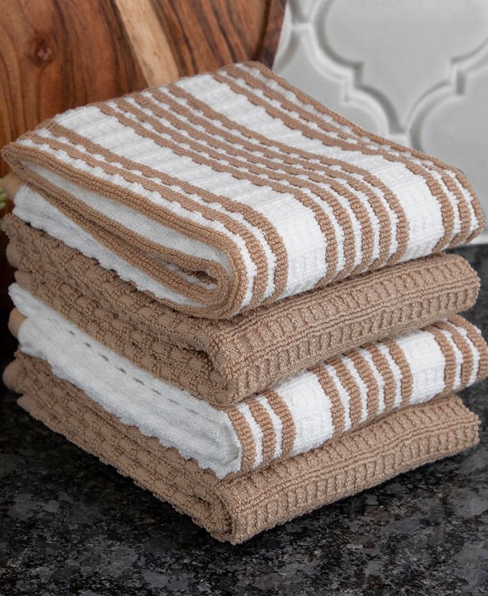 T-Fal Solid and Stripe Waffle Kitchen Towel, Set of 4 - Macy's