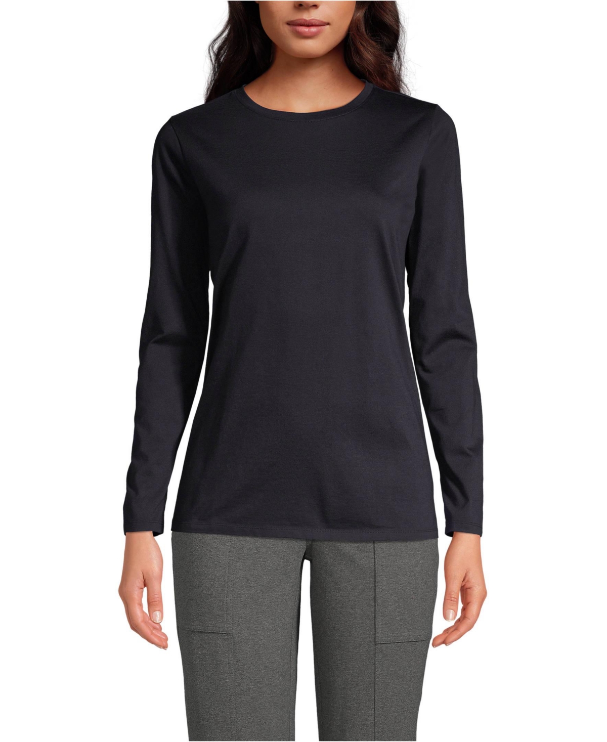 Click here for Lands End Womens Supima Cotton Relaxed Long Sleeve... prices