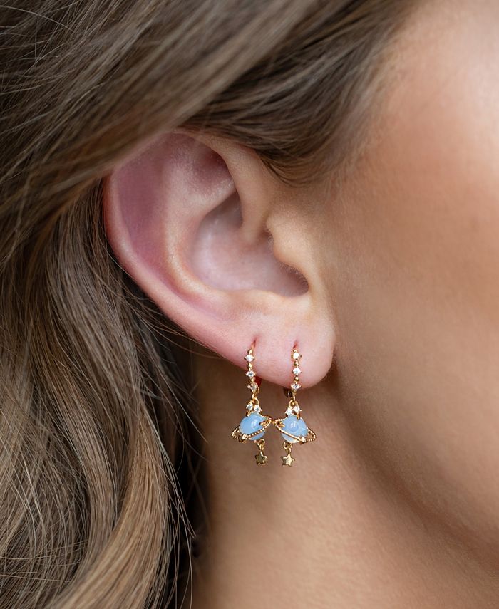 Girls Crew Crystal Celestial Blue Jupiter Hoop Earrings - Macy's