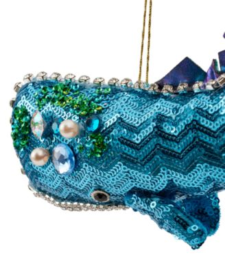Holiday Lane Seaside Fabric Sequin Whale Ornament, Created for Macy's ...