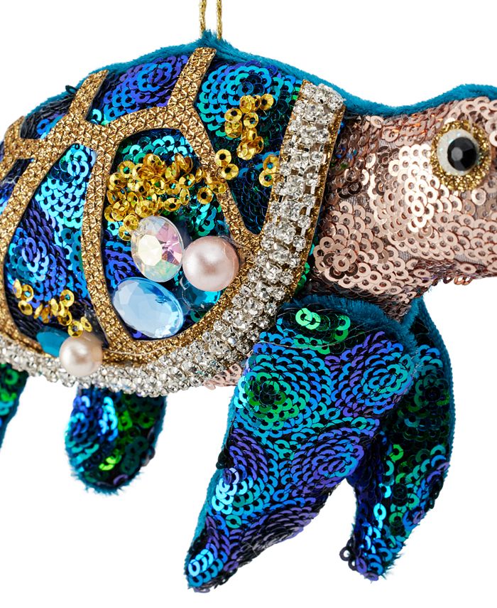 Holiday Lane Seaside Fabric Sequin Sea Turtle Ornament, Created for ...
