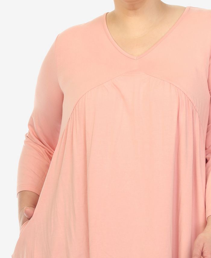 White Mark Plus Size Empire Cut V-neck Tunic Top - Macy's
