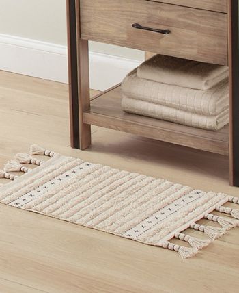 Lucky Brand Overtufted Cotton Fringe Bath Rug, 17" x 32" - Macy's