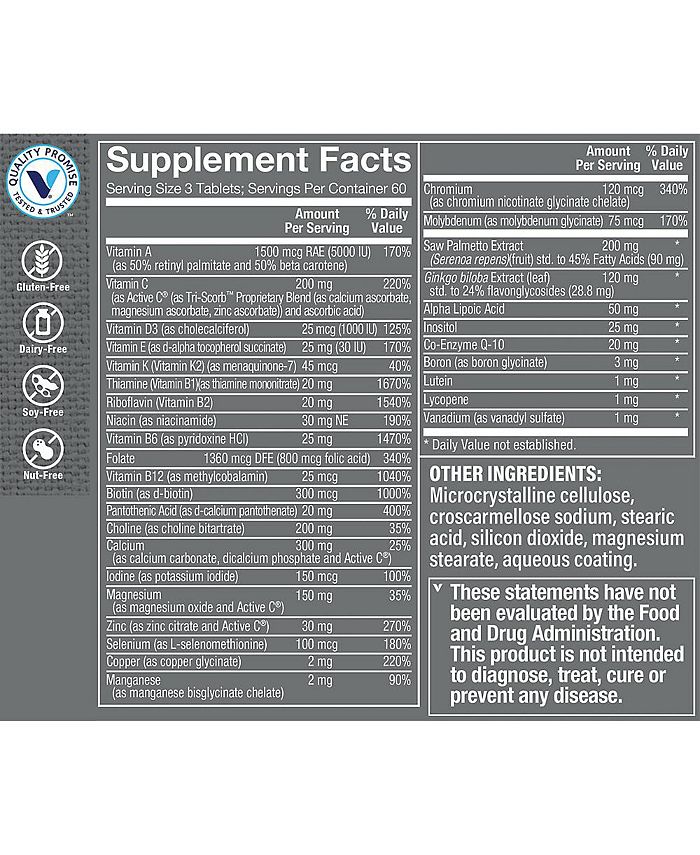 The Vitamin Shoppe Ultimate Man 50+ Multivitamin & Multimineral ...