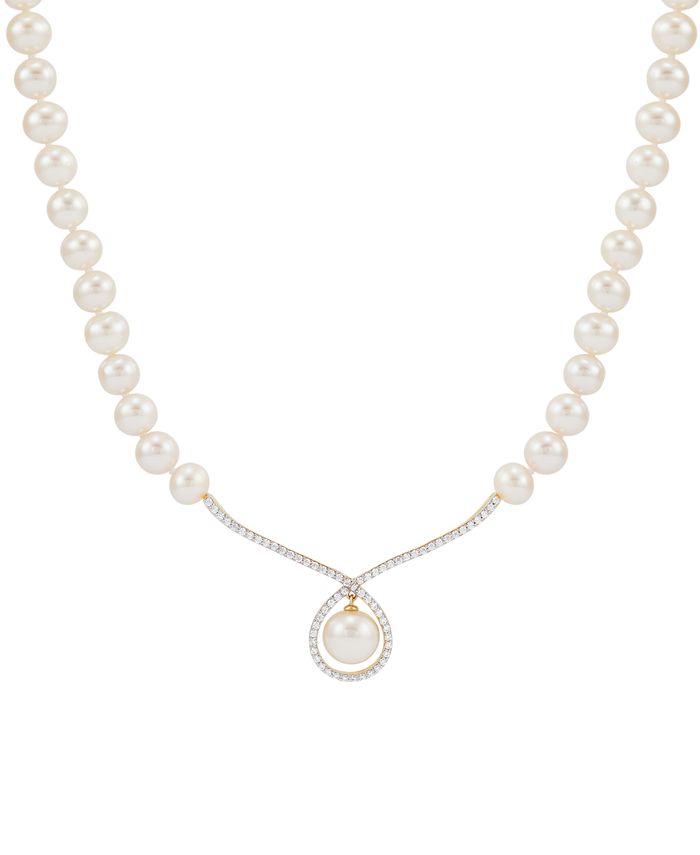 Honora Cultured Freshwater Pearl (6 & 8-1/2mm) & Diamond (1/3 ct. t.w ...
