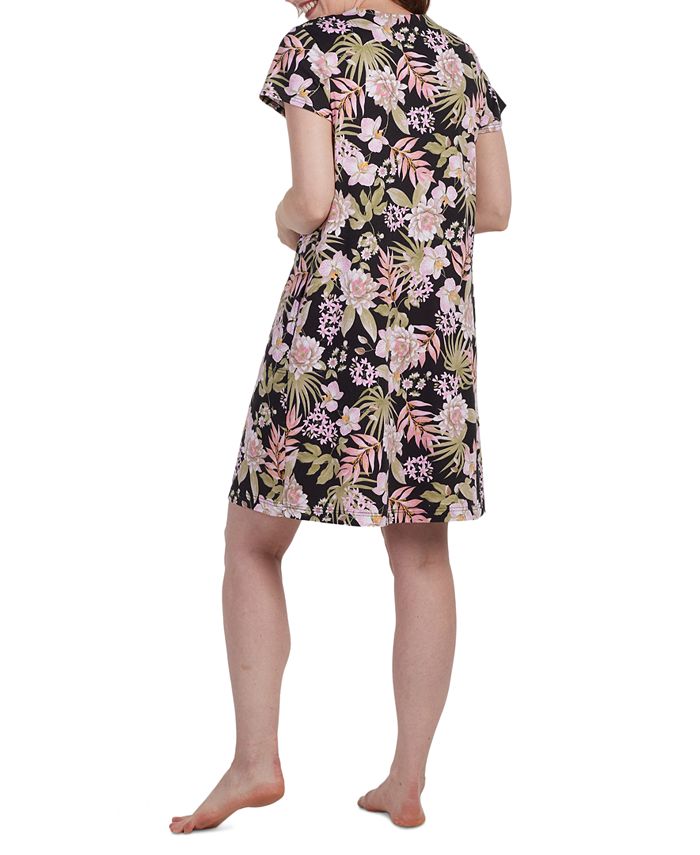 Miss Elaine Women's Short-Sleeve Button-Front Floral Robe - Macy's