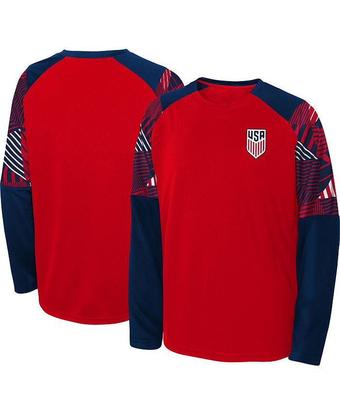 Outerstuff Big Boys and Girls Red, Blue Team USA Gridiron Raglan Long ...