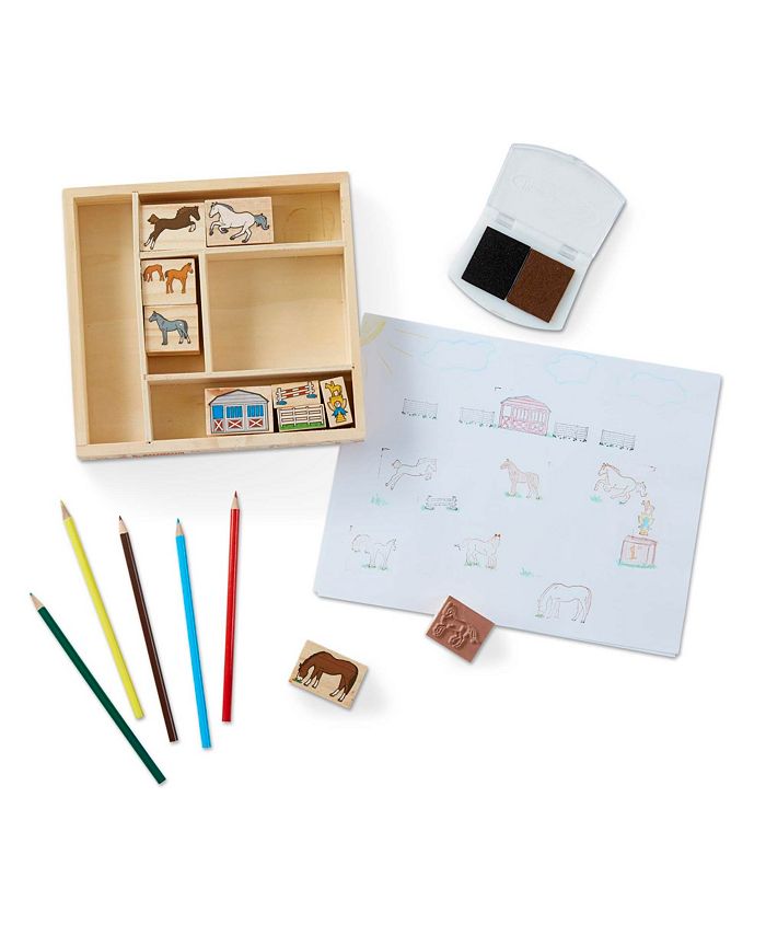 Melissa and Doug Melissa & Doug Wooden Stamp Activity Set: Horse Stable ...
