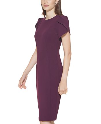 Calvin Klein Tulip-Sleeve Scuba-Crepe Sheath Dress - Macy's