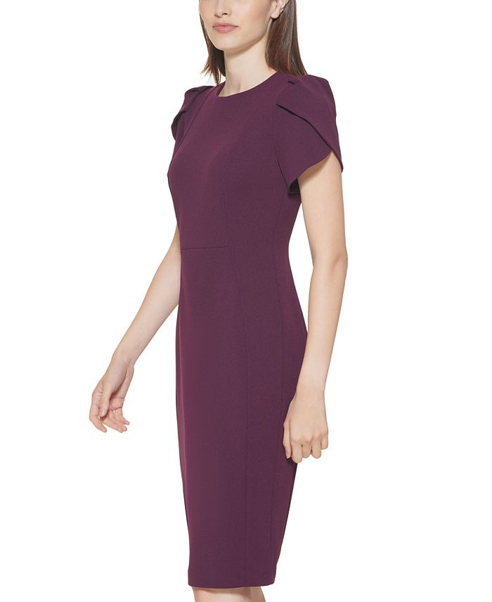 Calvin Klein Tulip Sleeve Scuba Crepe Sheath Dress Macys