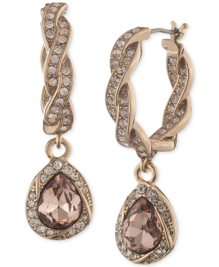 Givenchy Pavé & Pear-Shape Crystal Charm Hoop Earrings - Macy's