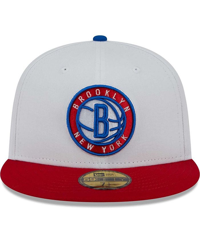 New Era Men's White, Red Brooklyn Nets 59FIFTY Fitted Hat - Macy's
