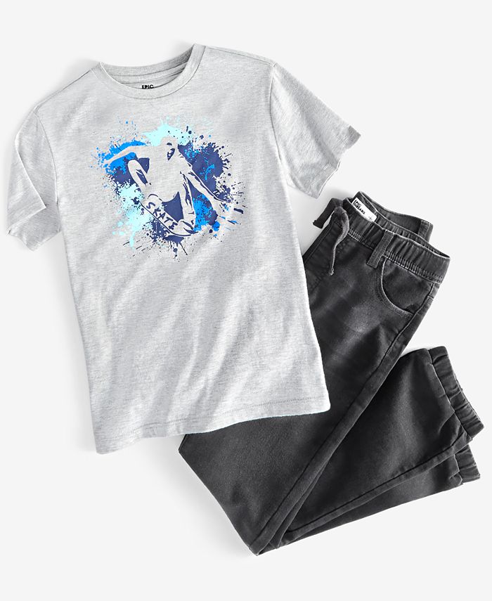 Epic Threads Boys Graphic T-Shirt & Denim Jogger Pants, Created for ...