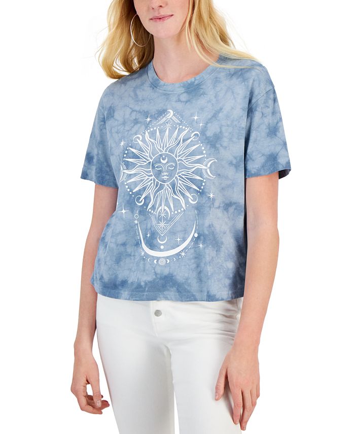 Rebellious One Juniors' Celestial-Graphic Tie-Dye T-Shirt - Macy's