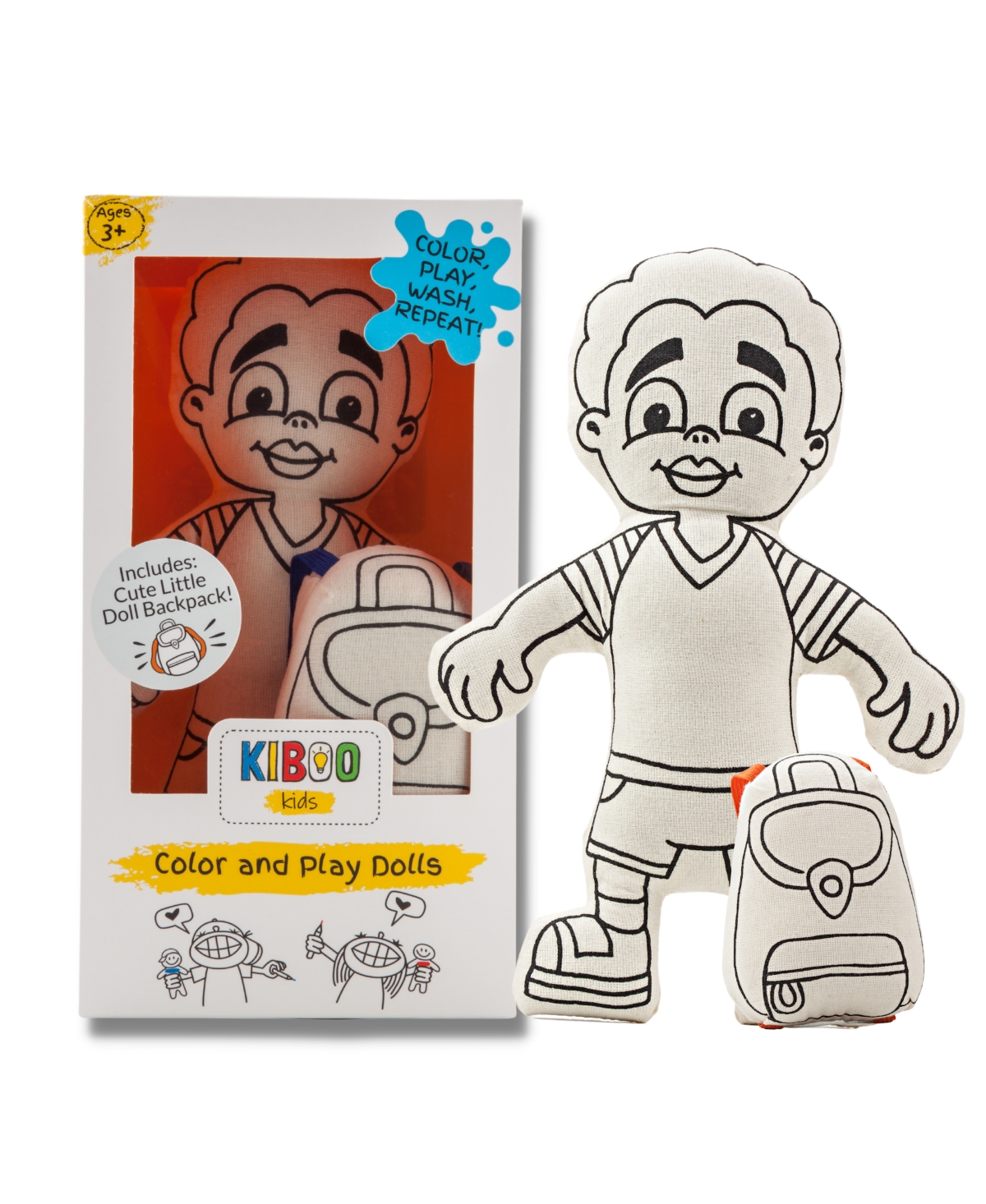 Kiboo Doll And Mini Doll Backpack For Coloring In Black And White ...