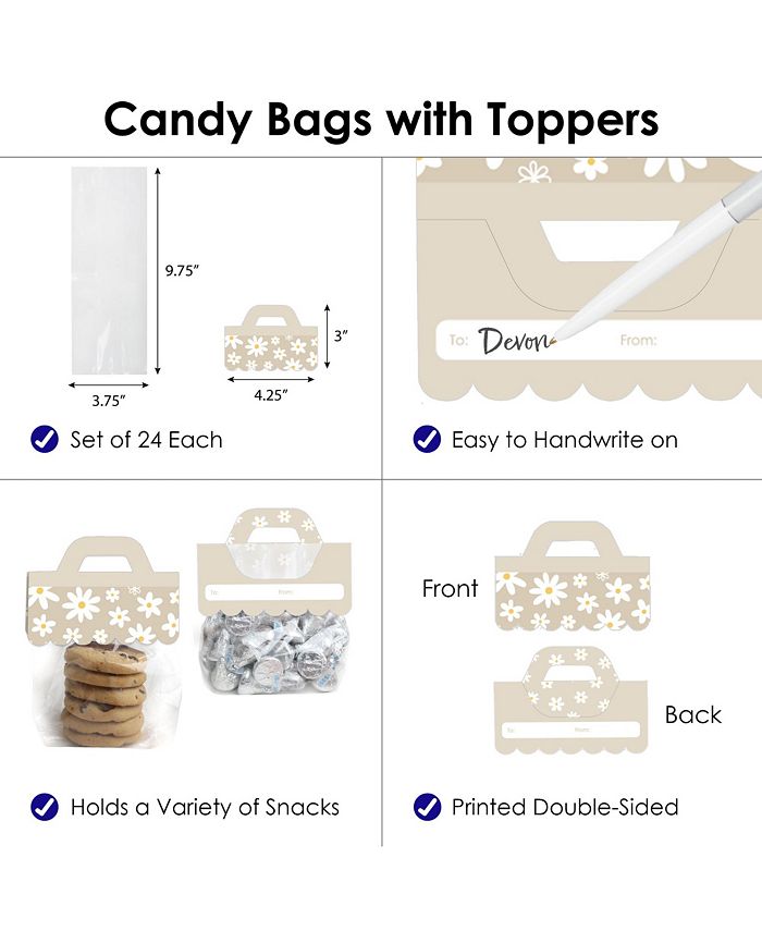 Big Dot of Happiness Tan Daisy Flowers Floral Party Favor Bag Labels ...