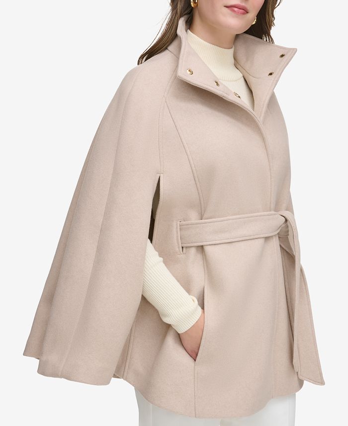 Calvin Klein Womens Double-Breasted Cape Coat - Macy's