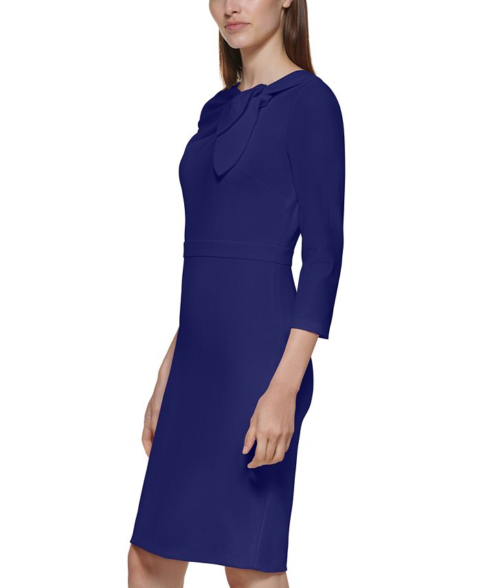 Calvin Klein Women's Bow-Neck Scuba Crepe Sheath Dress - Macy's