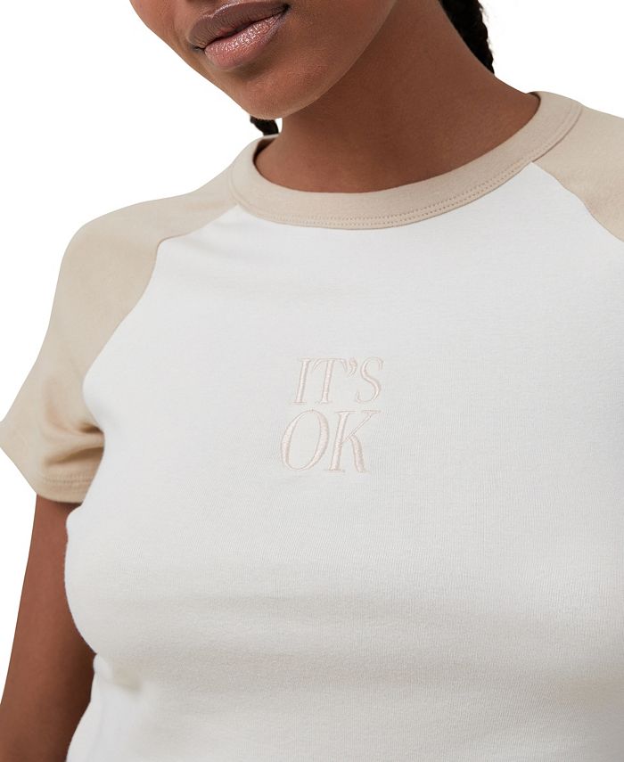 COTTON ON Women's Micro Fit Rib Raglan Graphic T-shirt - Macy's
