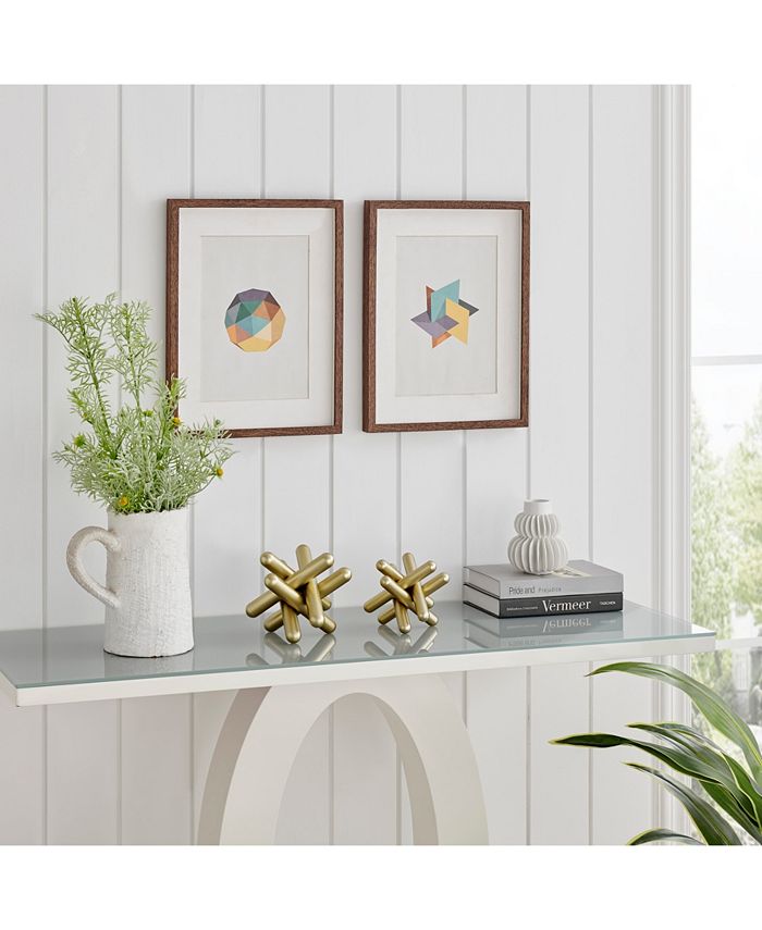 Danya B Small and Medium 2-Piece Abstract Gold-Tone Finish Textured Metal Geometric Sculptures ...