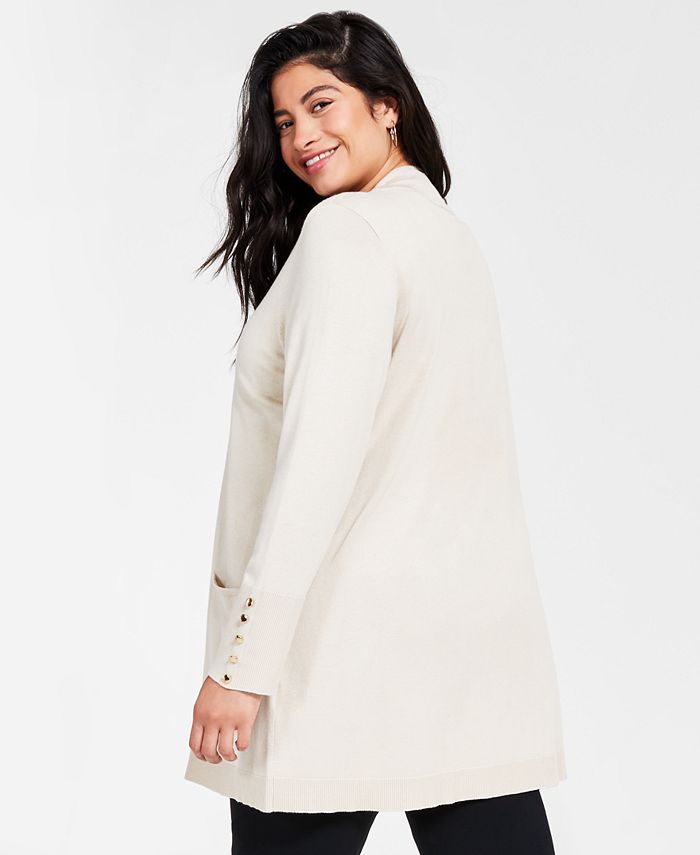 JM Collection Plus Size Open-Front Long-Sleeve Cardigan, Created for ...