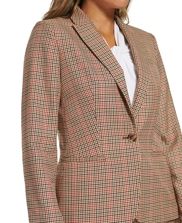 Tommy Hilfiger Women's One-Button Plaid Blazer - Macy's