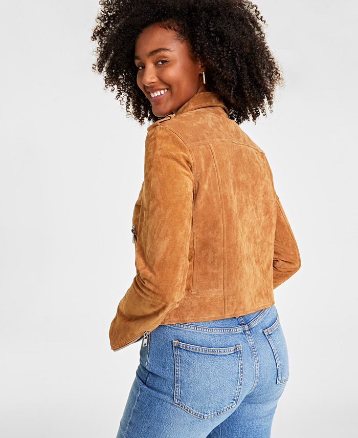 On 34th Women's Suede Moto Jacket, Created for Macy’s - Macy's