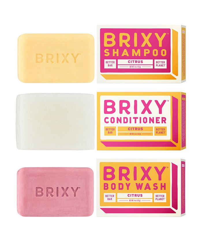 BRIXY Citrus Starter Set - Shampoo Bar, Conditioner Bar, and Body Wash ...