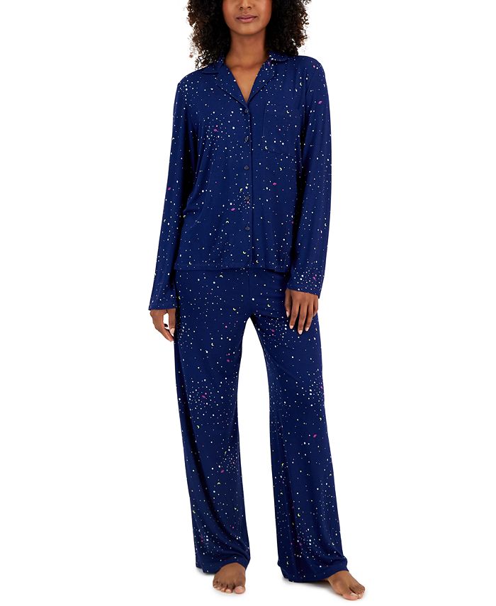 Jenni Women's Supersoft Notched-Collar Pajamas Set, Created for Macy's ...