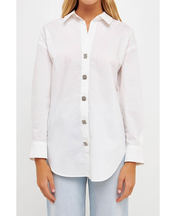 English Factory Women's Over Collared Shirt - Macy's
