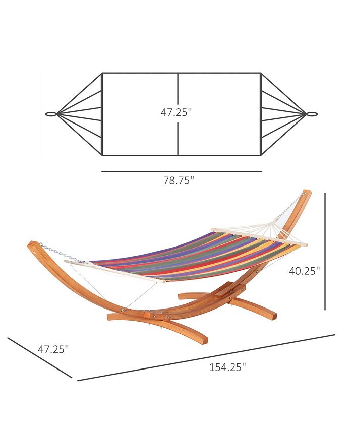 Outsunny 13 FT Outdoor Hammock with Stand, Single Bed, Arch Wooden ...