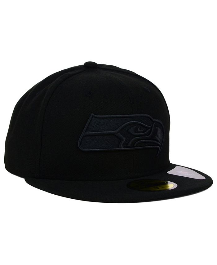 New Era Seattle Seahawks Black on Black 59FIFTY Fitted Cap - Macy's
