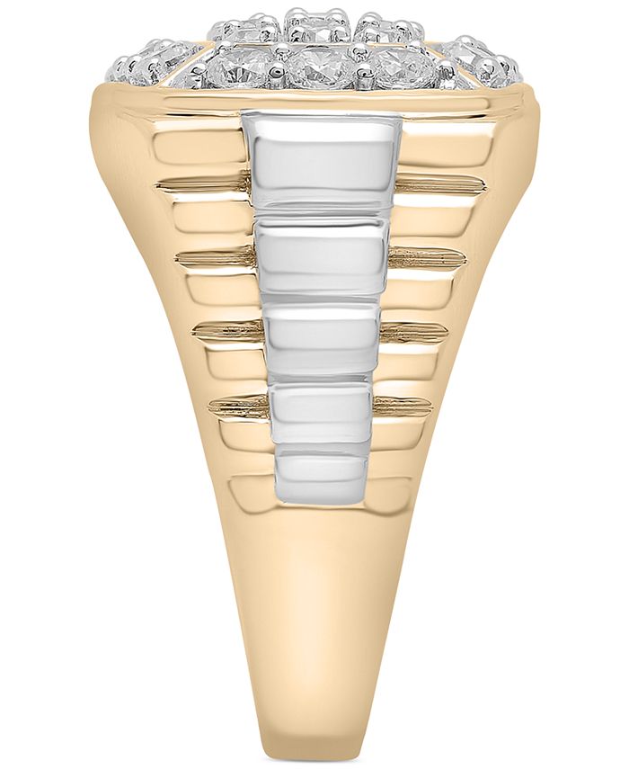 Macy's Men's Diamond Cluster Two-Tone Ring (2 ct. t.w.) in 10k Gold ...