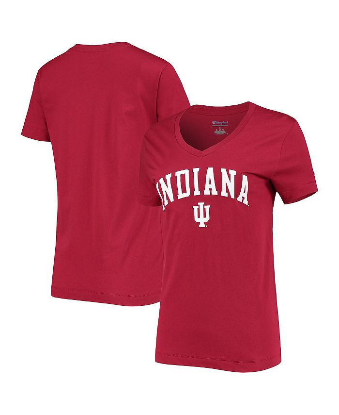 Champion Women's Crimson Indiana Hoosiers University Arch Logo V-Neck T ...