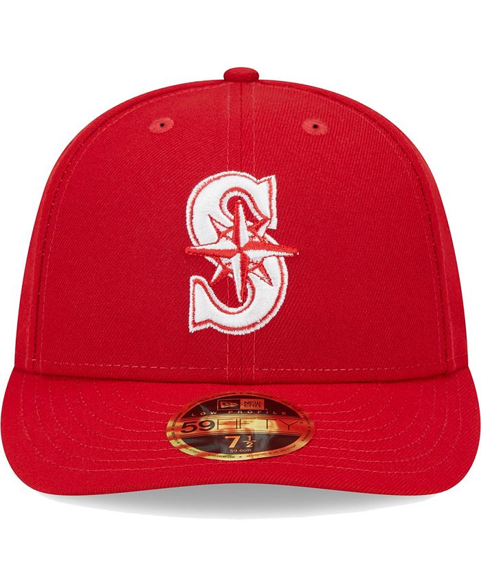 New Era Men's Scarlet Seattle Mariners Low Profile 59FIFTY Fitted Hat ...