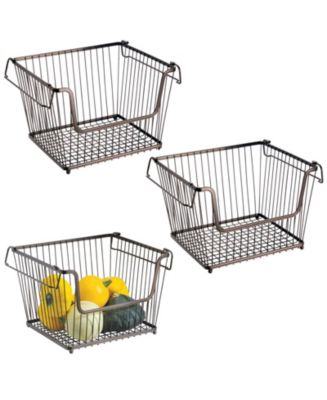 mDesign Stackable Storage Basket with Handles, 3 Pack - Macy's
