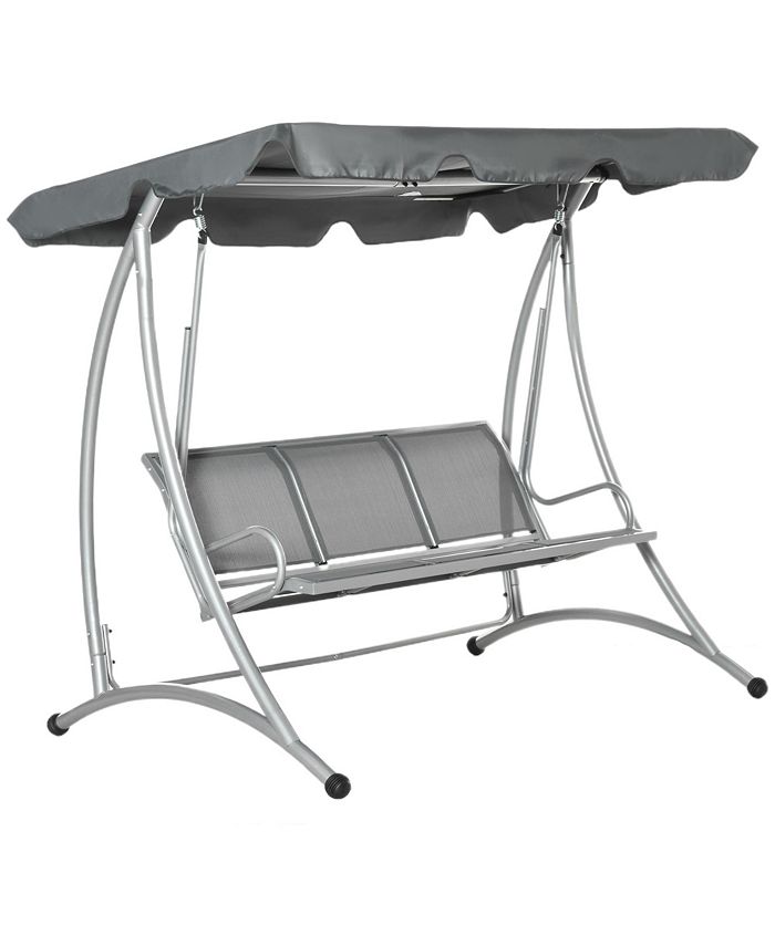 Outsunny 3 Person Patio Swing Seats, Porch Swing with Stand and ...