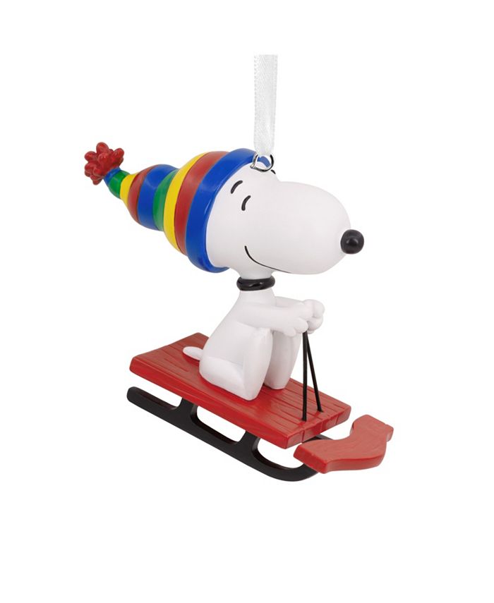 Hallmark Peanuts Snoopy Sledding Ornament - Macy's
