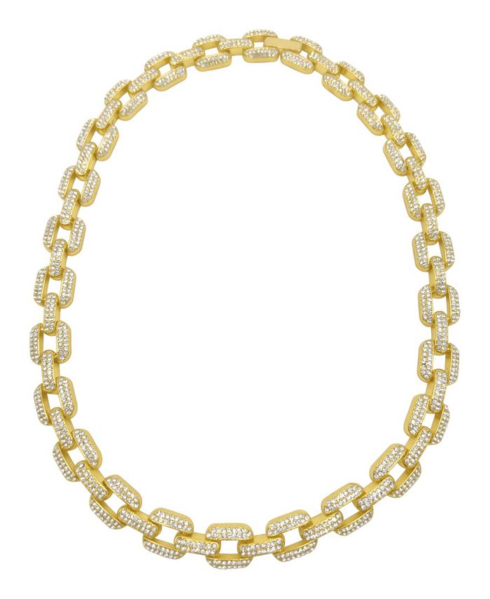 ADORNIA 18" Link Chain 14K Gold Plated Crystal Necklace - Macy's