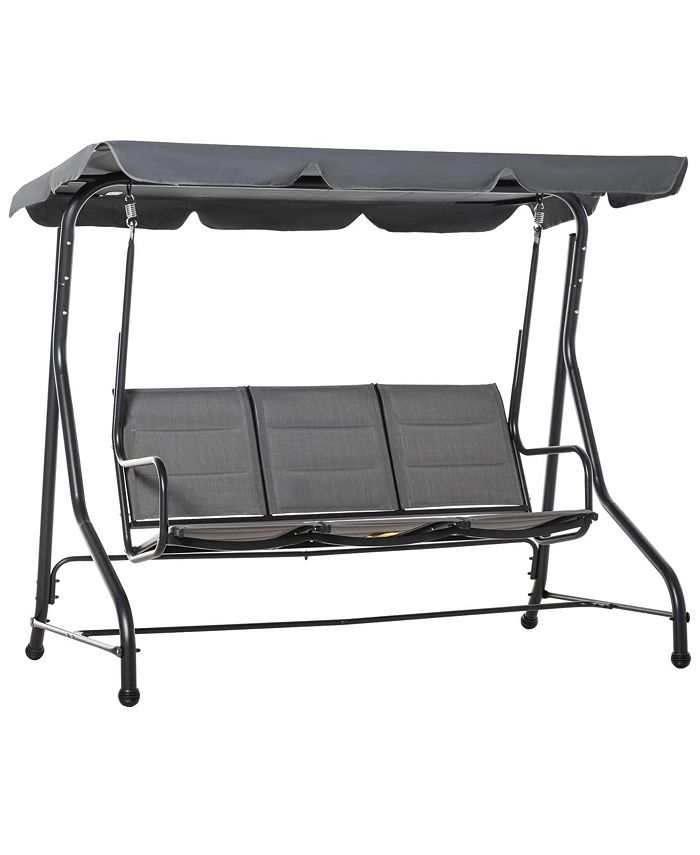 Outsunny 3-Seater Porch Swing Outdoor Swing Chair Patio Bench for Deck ...