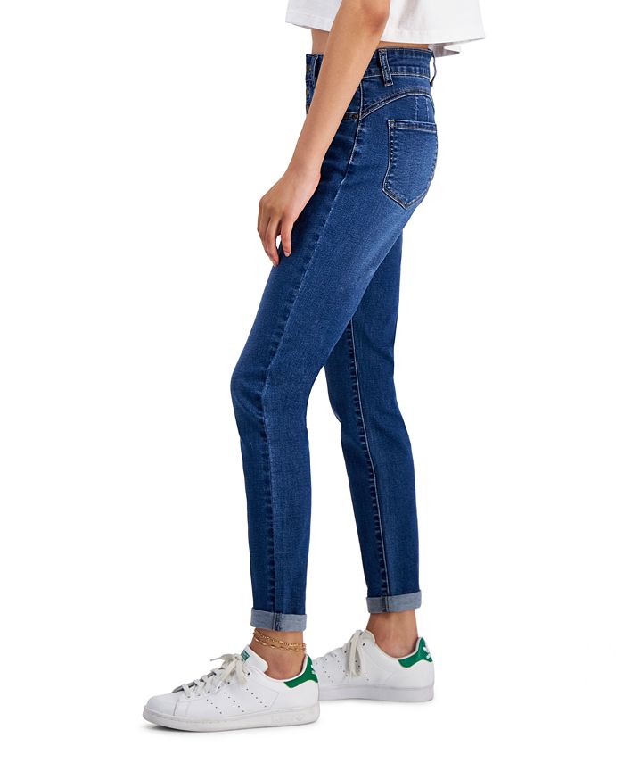 Gogo Jeans Juniors' Exposed Button-Fly Cuffed Skinny Jeans - Macy's