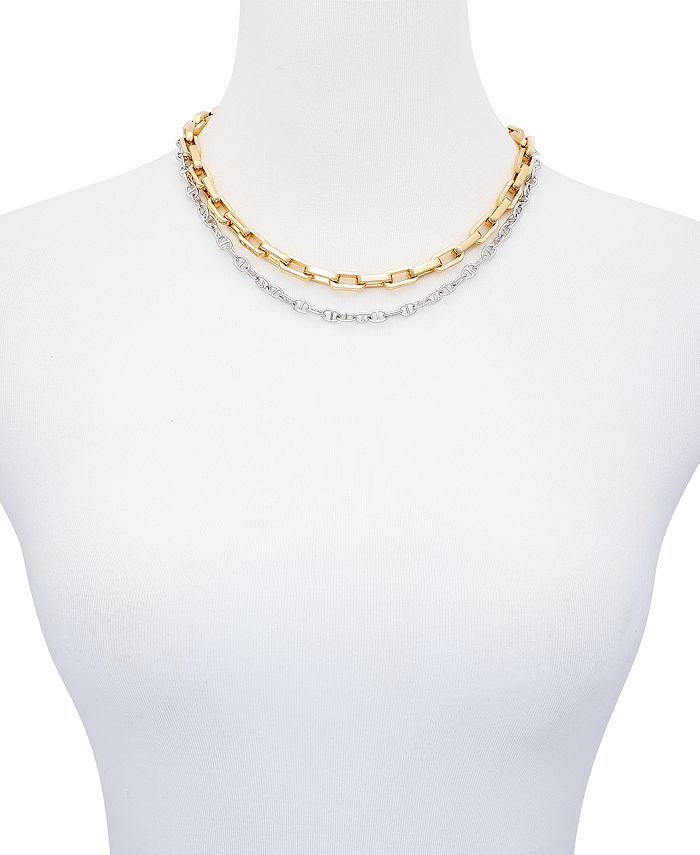 Vince Camuto Two-Tone Chunky Two Chain Necklace Set, 2 piece - Macy's