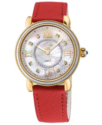 GV2 by Gevril Women's Marsala Swiss Quartz Red Faux Leather Watch 37mm ...